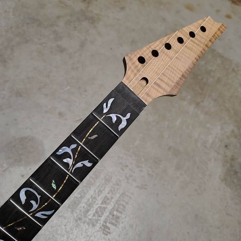 Jem 7V inlay Ebony Flame Roasted maple neck SS frets fits | Reverb