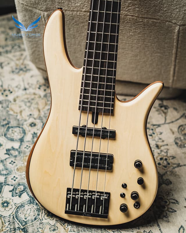 Fodera Monarch 5 Standard-Ivory Wood Top (Walnut Body) | Reverb