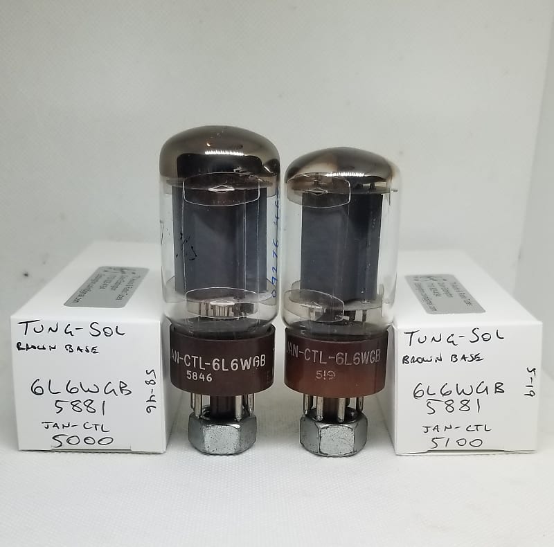 Tung-Sol JAN 5881 Brown Base Well Matched (1.9%) Pair NOS 6L6 | Reverb