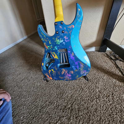 Custom Warmoth Superstrat in holoflash blue paint Superstrat | Reverb