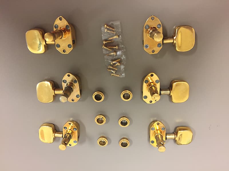 Vintage Grover Imperial Kidney Button Gold Tuners 1975 3X3 | Reverb