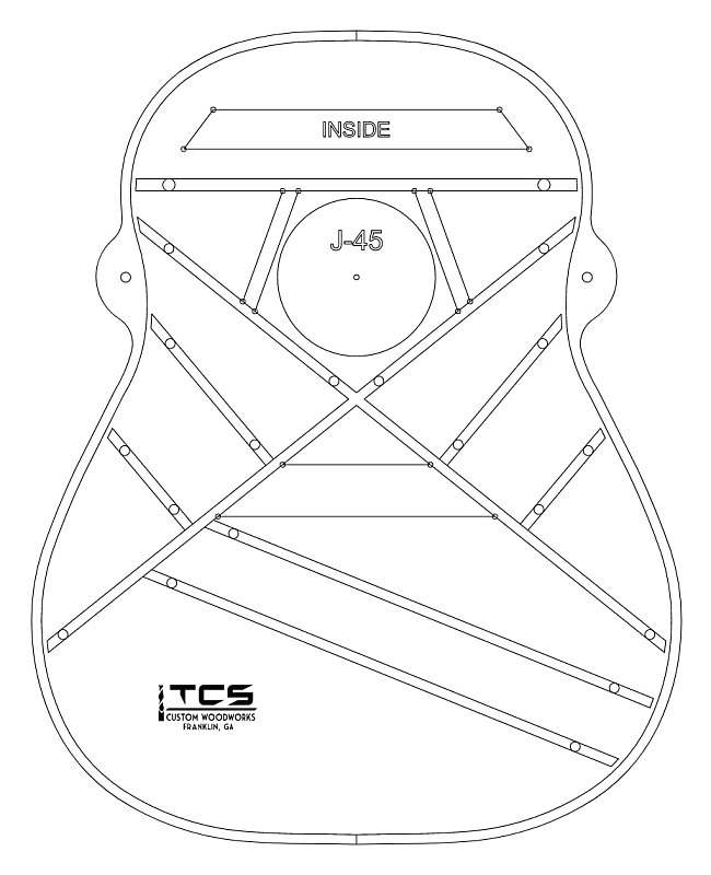 J-45 Acrylic Acoustic Soundboard Bracing Template | Reverb