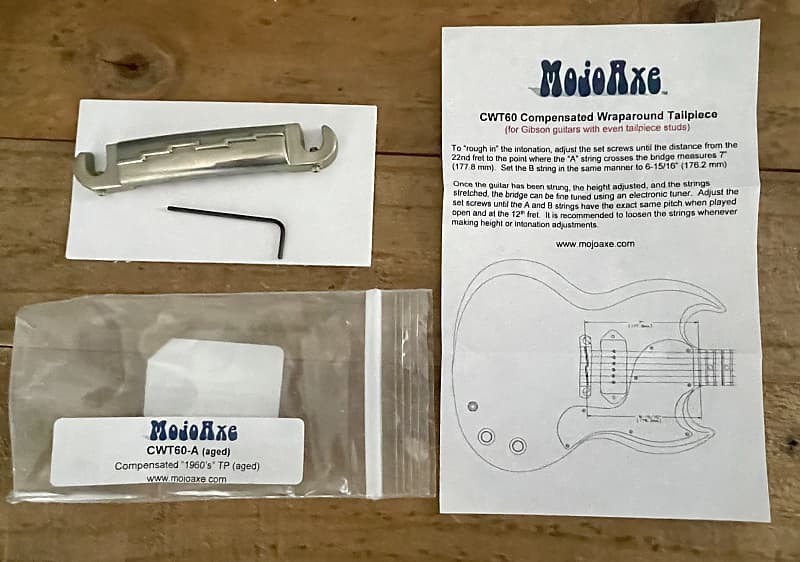 MojoAxe Lightning-Bolt Wraparound Bridge for Vintage Gibson | Reverb