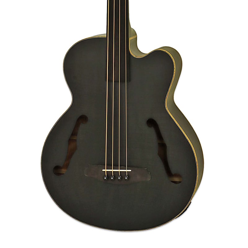 Aria FEBF2M-FL Medium Scale Fretless Stained Black Acoustic | Reverb