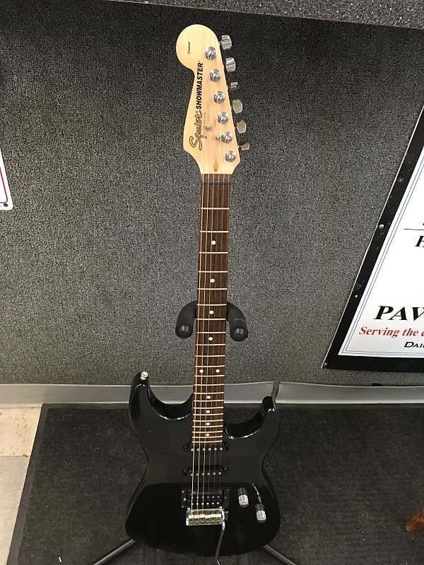 Squier ShowMaster by Fender 2002 HSS Black Reverse Headstock | Reverb