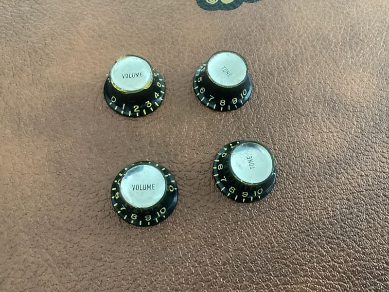 1976 Gibson Top Hat Knobs with Silver Inserts From A Gibson | Reverb