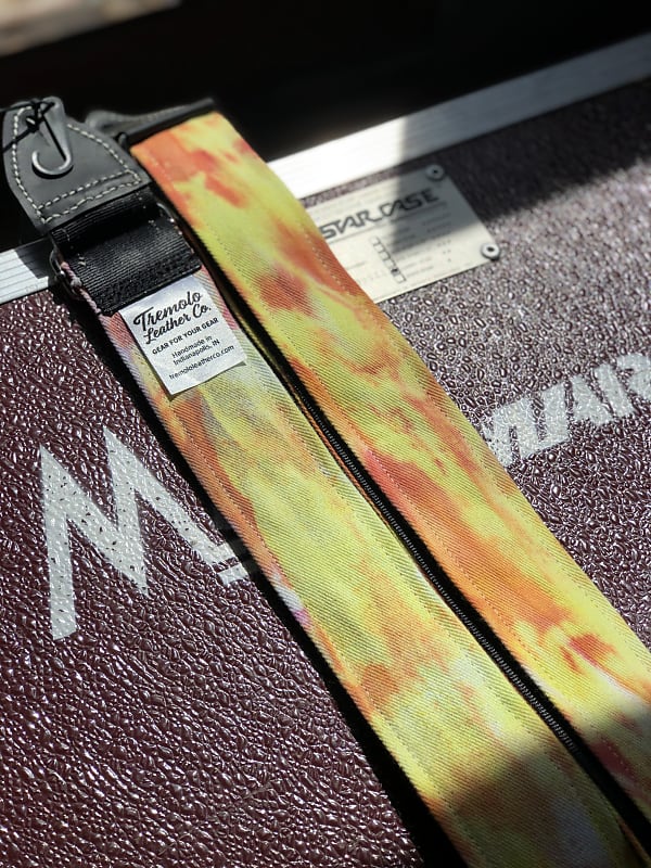 Tremolo Leather Co. Yellow Orange Tie Dye Strap | Reverb