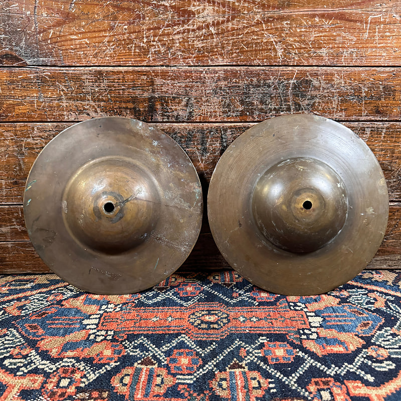 10" Frank Wolf 1920s Deep Cup Sock Hat Cymbal Pair Low Boy | Reverb UK