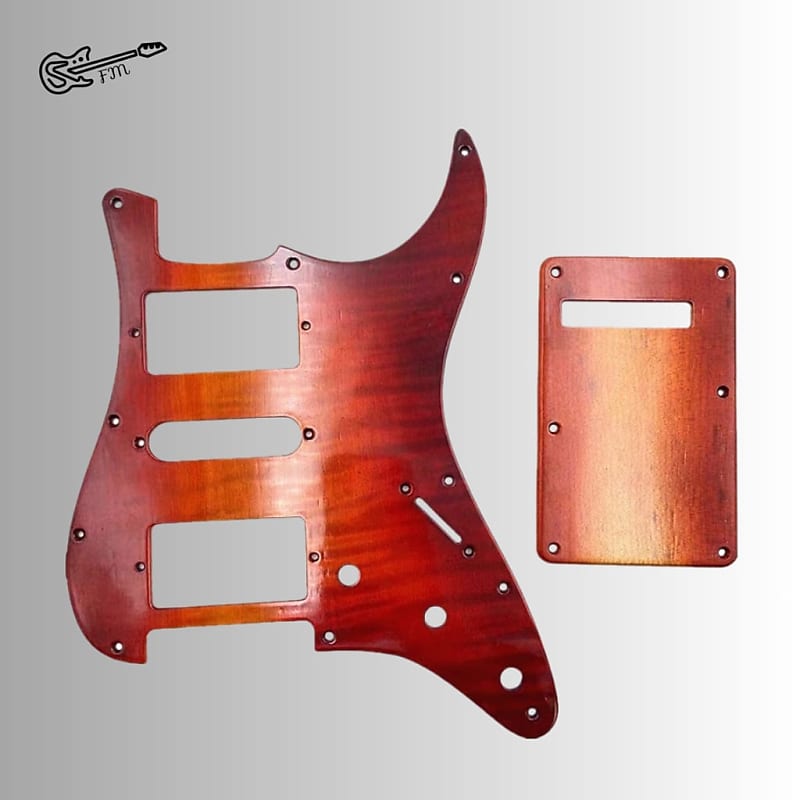 Custom Wooden Strat Style Pickguard HSH With Backplate 4 | Reverb