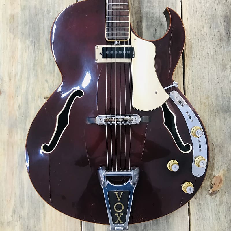1966 Vox Apollo V266 Cherry Red Hollowbody Guitar + Built In | Reverb