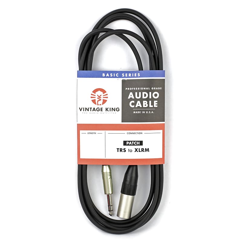 Vintage King Basic Studio Patch Cable TRS - XLRM - 20' | Reverb