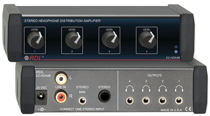 RDL EZ-HDA4B Stereo Headphone Distribution Amp, 1X4 | Reverb