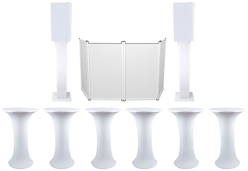 6) Club Scene Highboy Tables+White 12" Speaker Scrims+DJ | Reverb