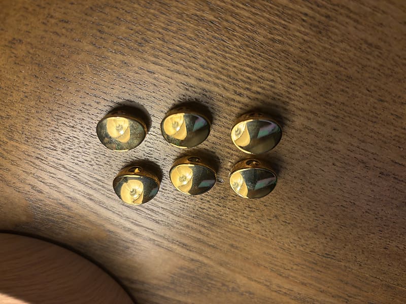 Set of 6 Kluson Oval Metal Tuner Buttons - Gold | Reverb