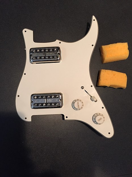 Pair of Gretsch Filtertrons on fully wired Strat Pickguard | Reverb