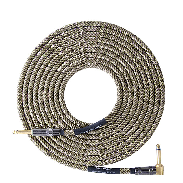Lava Vintage Tweed Cable - 12' Right Angle to 1/4" Plugs | Reverb