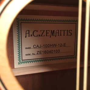 Zemaitis Spruce Top Jumbo 12 String CAJ-100HW-12-E Acoustic | Reverb
