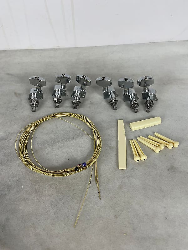 Folk Acoustic Guitar Tuning Pegs with Saddle, Nut, Bridge | Reverb