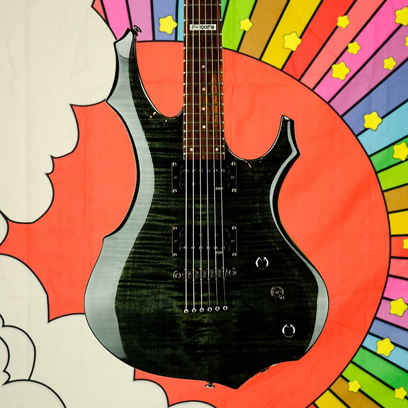 Used ESP Ltd. F-100FM Electric Guitar, Flame Top Hard Case | Reverb