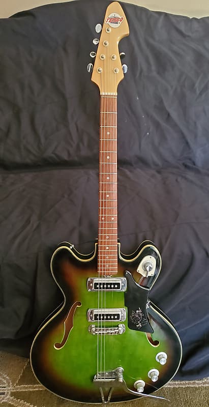 Vintage 1967 Teisco EP-10T Hollow Body Green Sunburst | Reverb