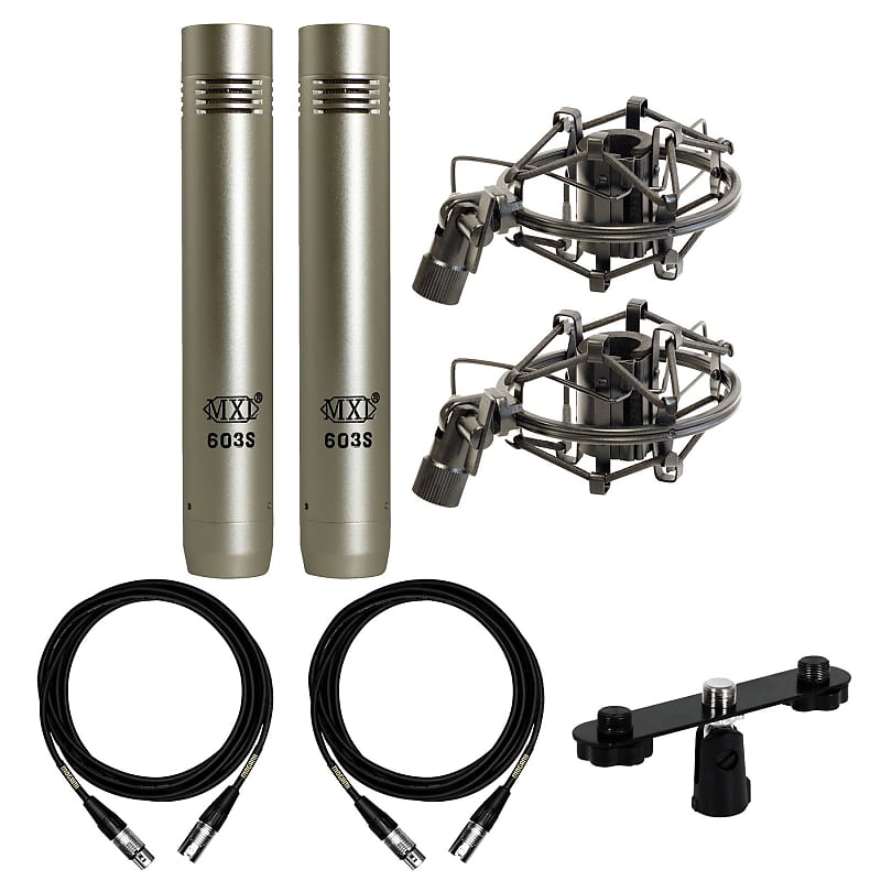 MXL 603 Microphone Stereo Pair Bundle with T-Bar and XLR | Reverb