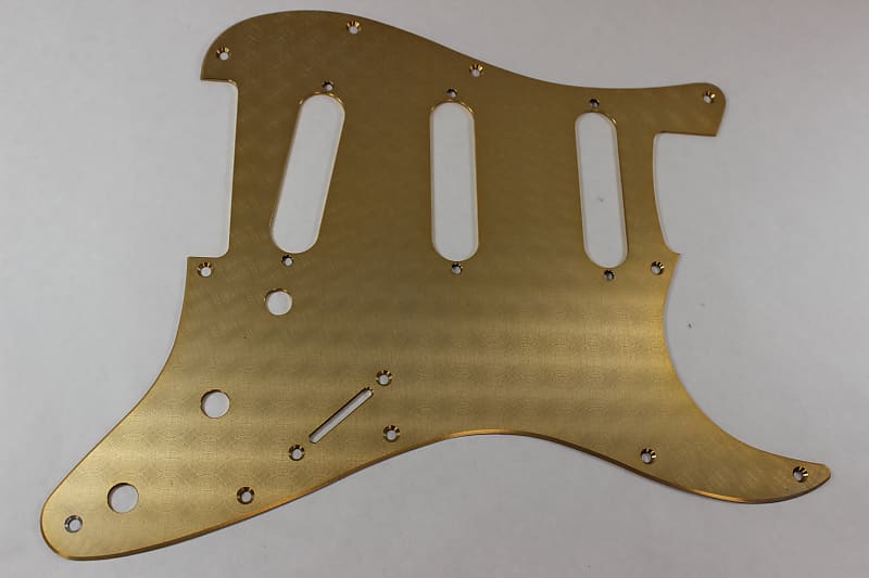 Engine Turned Gold Anodized Aluminum SSS Strat Pickguard- | Reverb