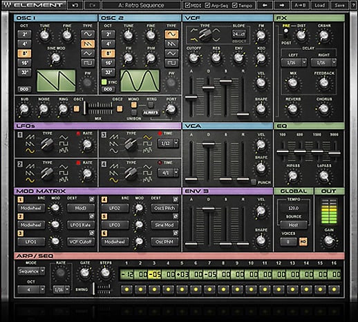Waves Element Software virtual Analog Synth | Reverb