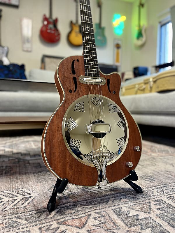 Rogue RR-350EL Brown Natural Electric Resonator Guitar | Reverb