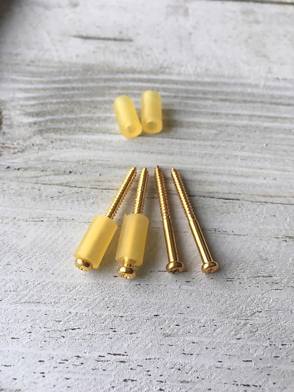 4pk Tele Neck Pickup Mounting Screws Gold Finish with Tubing | Reverb