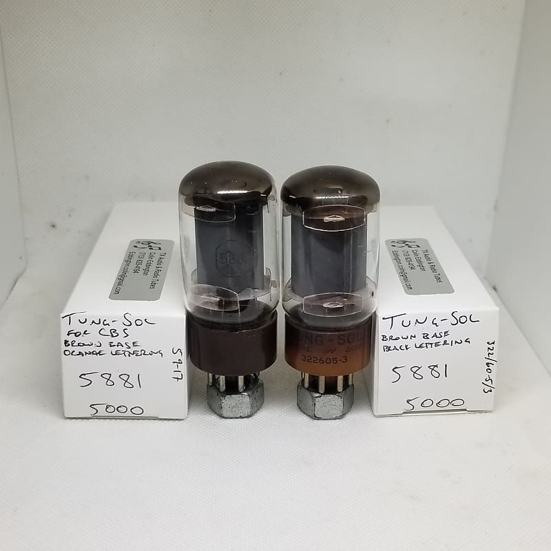 Tung-Sol Brown Base 5881 Perfectly Matched Pair NOS 6L6 | Reverb