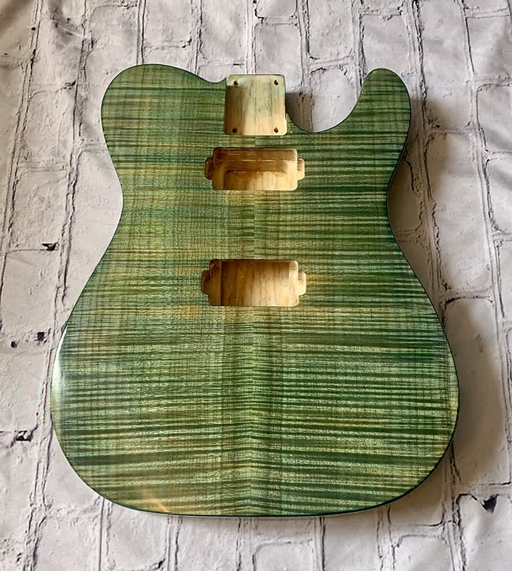 Swamp Ash Telecaster Body Ocean Green/Blue Flamed Maple Top | Reverb