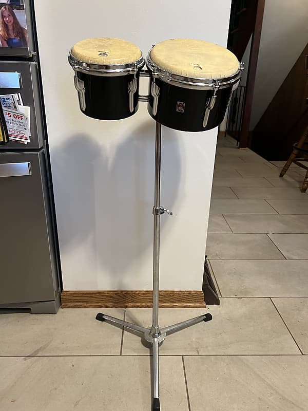 Premier 6” & 8” Bongos w/ Mount and Stand 1950's - Black | Reverb