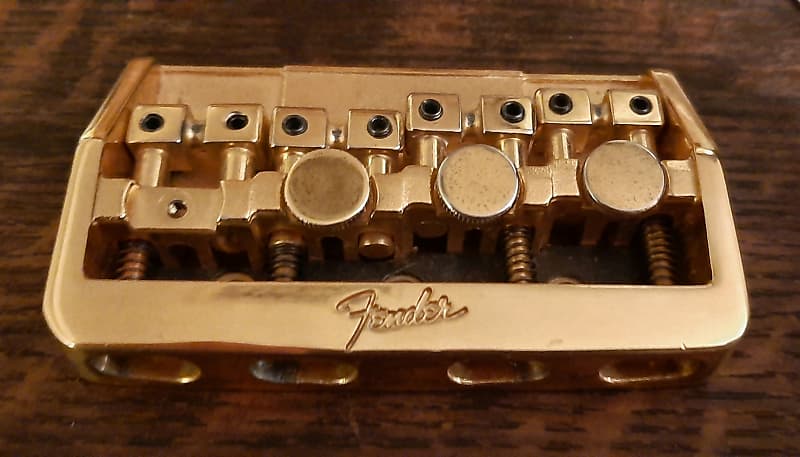 Vintage Fender Gold Fine Tune Bridge For 4-String Bass | Reverb
