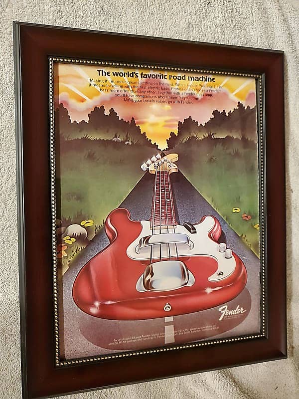 1972 Fender Color Promotional Ad Framed Precision Bass | Reverb