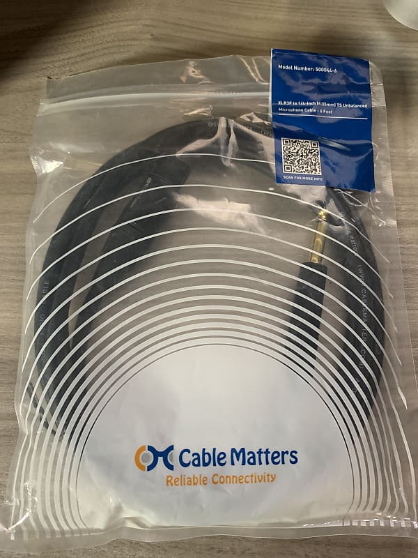 Cable Matters XLR3F to 1/4” TS Unbalanced Microphone Cable 6’ | Reverb