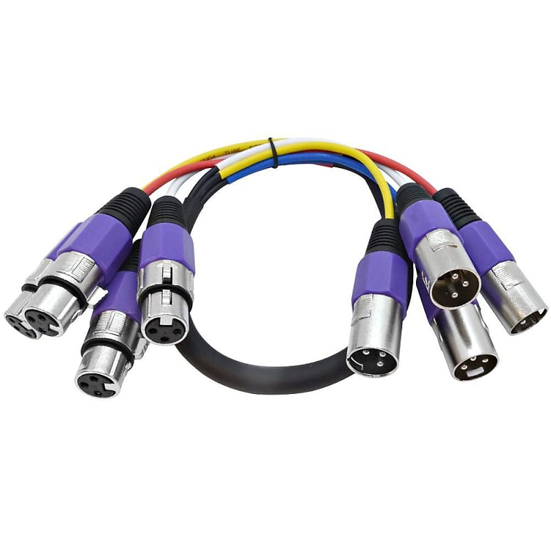 SASN4P - 4 Channel 2 Foot Balanced XLR Snake Cable - Purple | Reverb