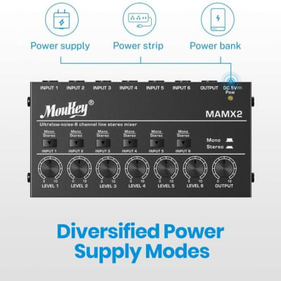Ultra Low-Noise 6 Channel Line Mixer for Sub-Mixing, DC 5V | Reverb