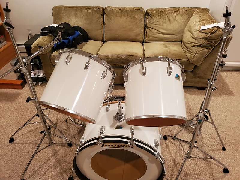 Ludwig Drum set 1977 and 1980 - White Cortex | Reverb