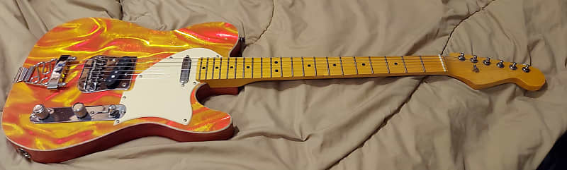 Unbranded Telecaster psychedelic 2022 - Orange | Reverb