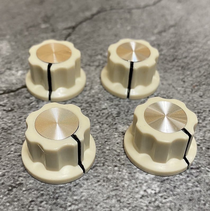 4x Cream Guitar Pedal Fluted Skirt Control Knob Pointer Knobs | Reverb