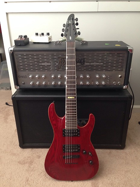 ESP LTD H-207 2000's Transparent Red 7 String Guitar with | Reverb