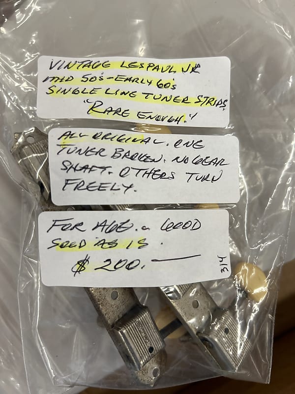 Vintage Kluson Gibson Les Paul JR Single line tuner strips #2 | Reverb