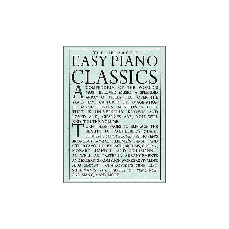 The Library Of Easy Piano Classics Sheet Music Book | Reverb