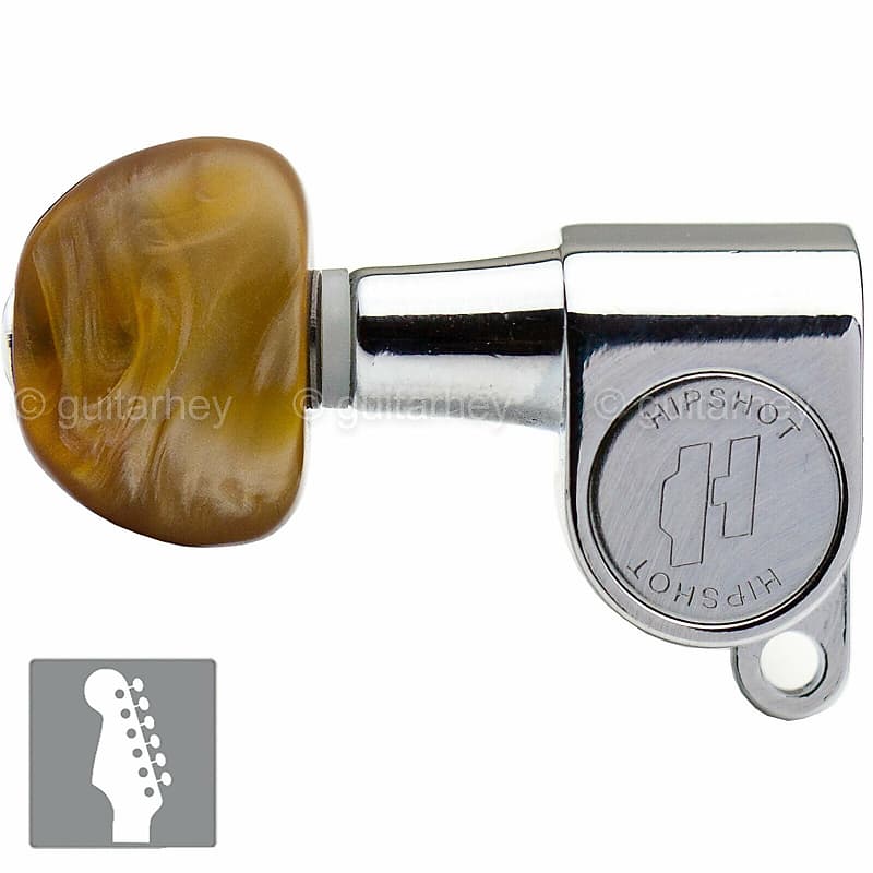 Hipshot Classic Mini Tuners 6 in line STAGGERED Moon Amber | Reverb