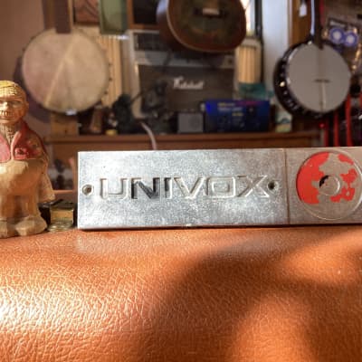 Univox Vintage Metal Logo Badge for Amplifier 1970s? Chrome | Reverb