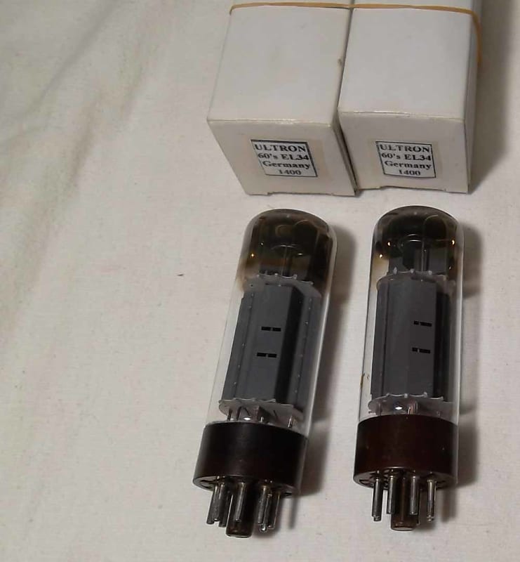 Pair of 60s ULTRON EL34 6CA7 Tube Germany Double-00 Getter | Reverb