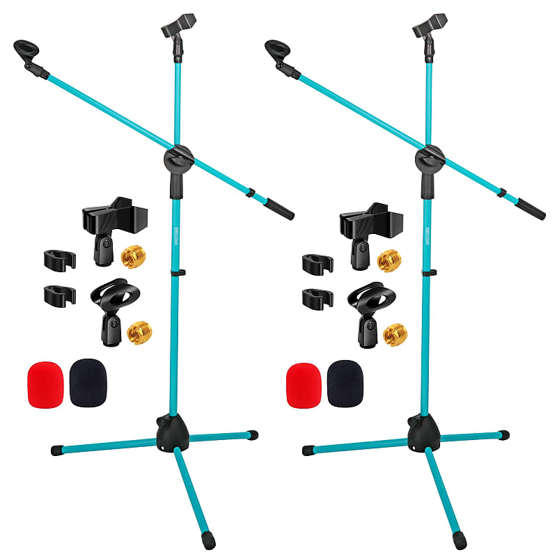 5 Core 360° Double Mic Stand PAIR Height Adjustable Sky Blue | Reverb