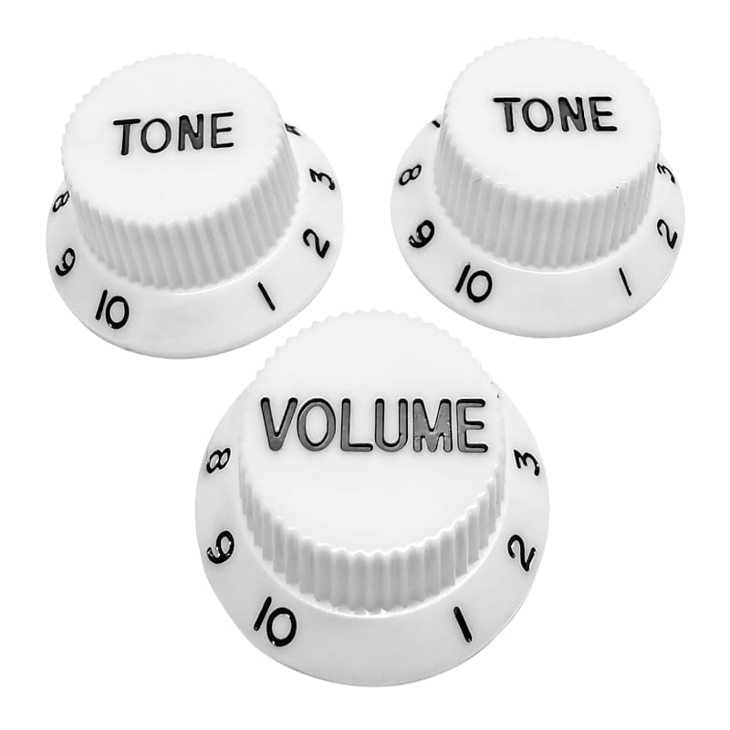 AxLabs Strat-Style Knob Kit (3) - White w/ Black Font | Reverb