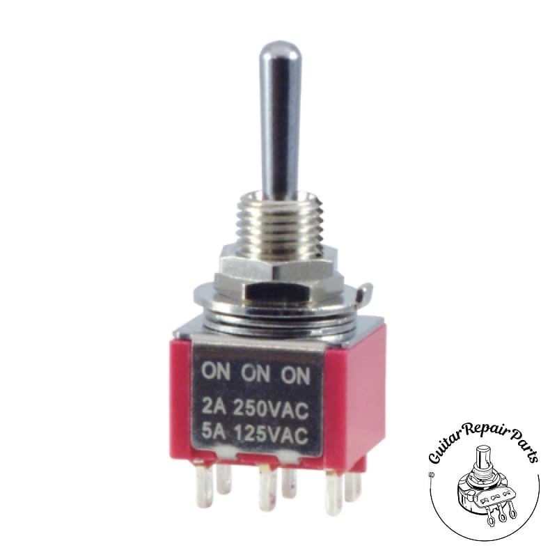 Carling On-On-On 3 Position DPDT Mini Toggle Switch w. Round | Reverb