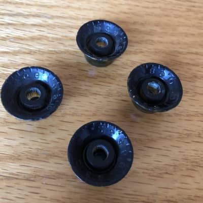 Gibson black bonnet knobs 1950’s 1965 top hat silver insert | Reverb
